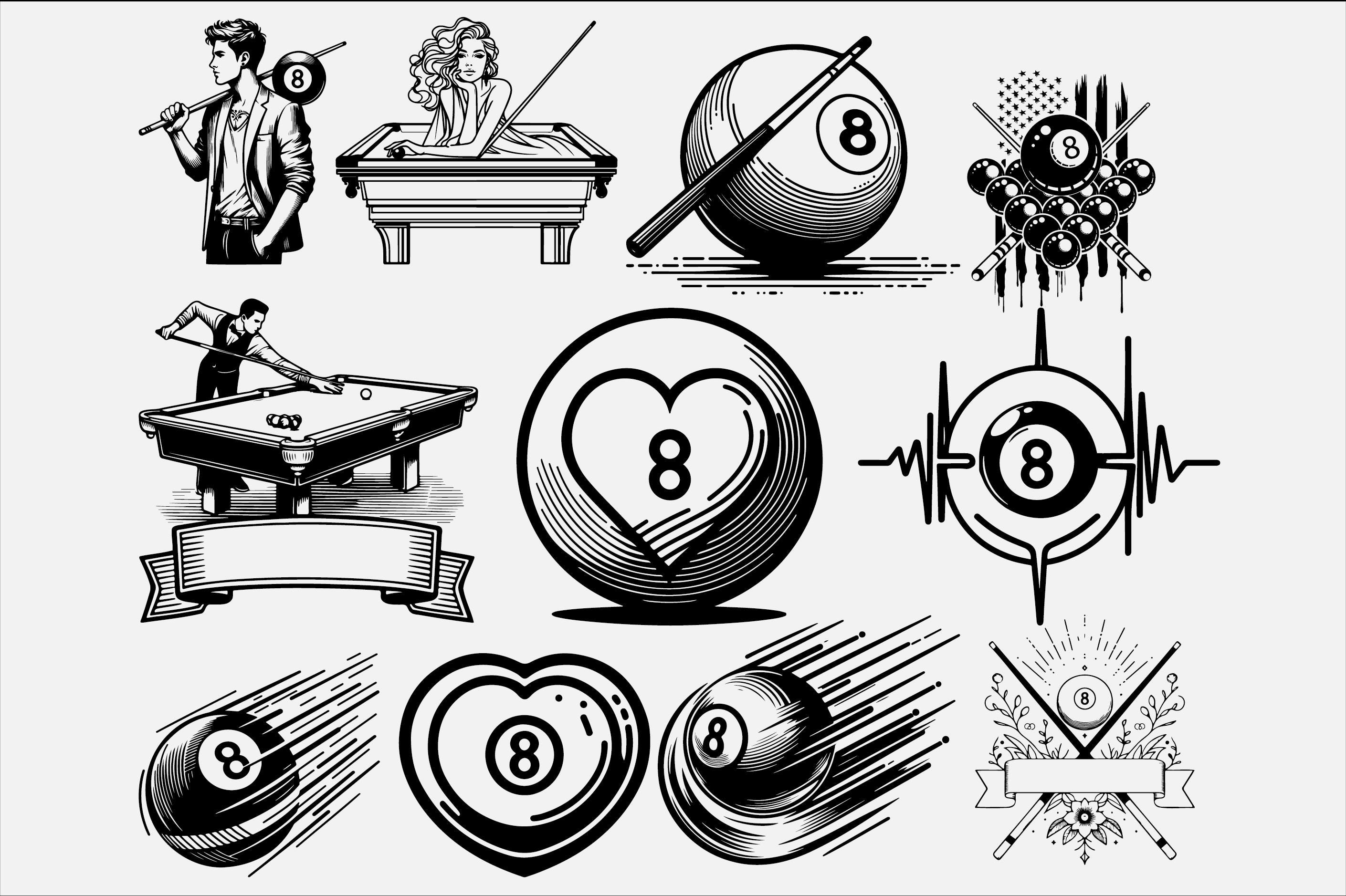 Billiards Clipart SVG Bundle: Pool Cue Ball Designs (digital Download ...