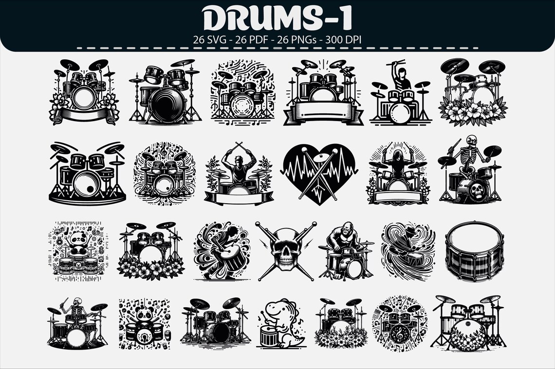 Drums SVG Bundle: Drum Set Vector Clipart (digital Download) - Etsy