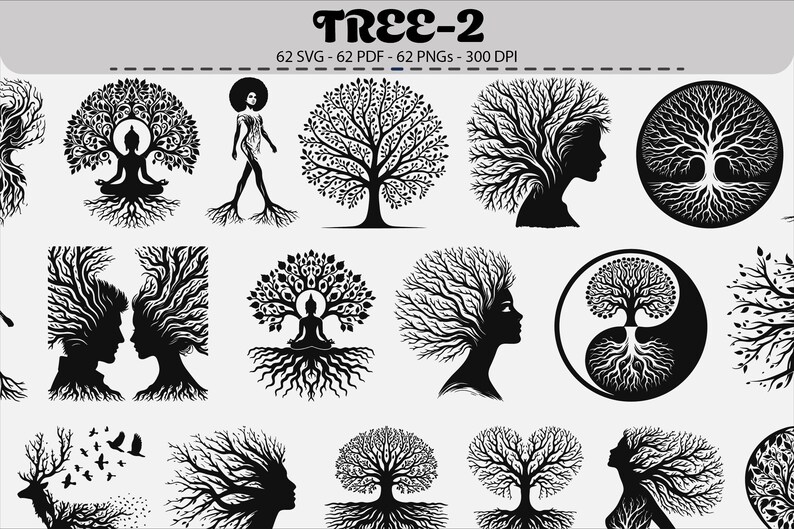 Tree of Life Vector Clipart Bundle | SVG, PNG, PDF (digital Download ...