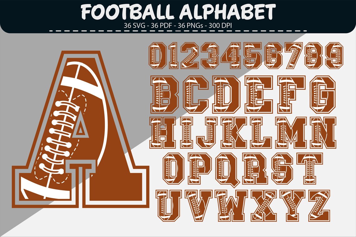 Football Alphabet SVG Letters | Sports Font Numbers Clipart | Cricut ...