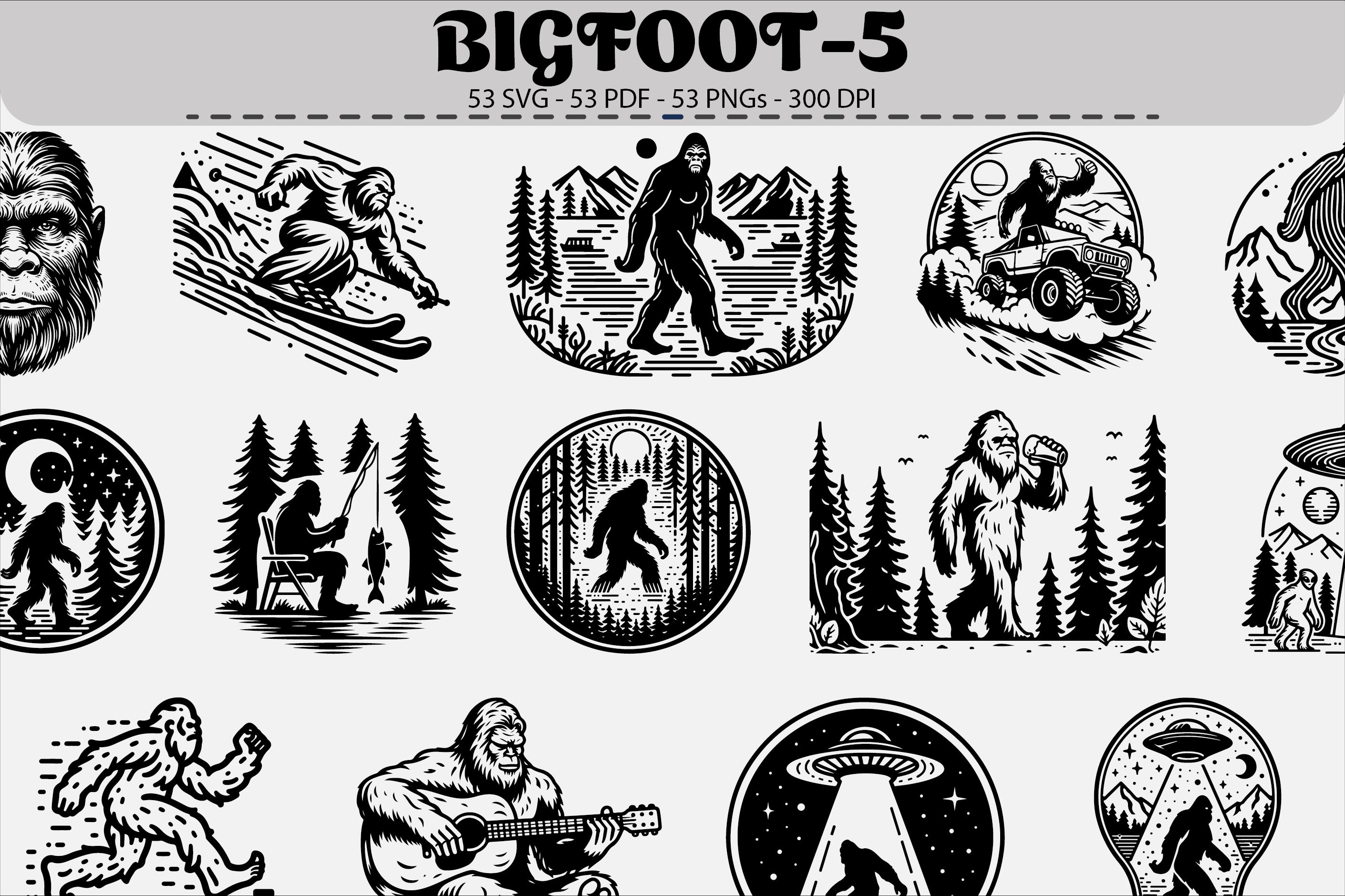 Bigfoot Clipart Set: Sasquatch Vector Designs for Cricut (SVG, PNG, PDF ...