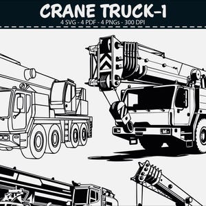 Crane Truck SVG Set Construction Vehicle Vector Clipart - Etsy