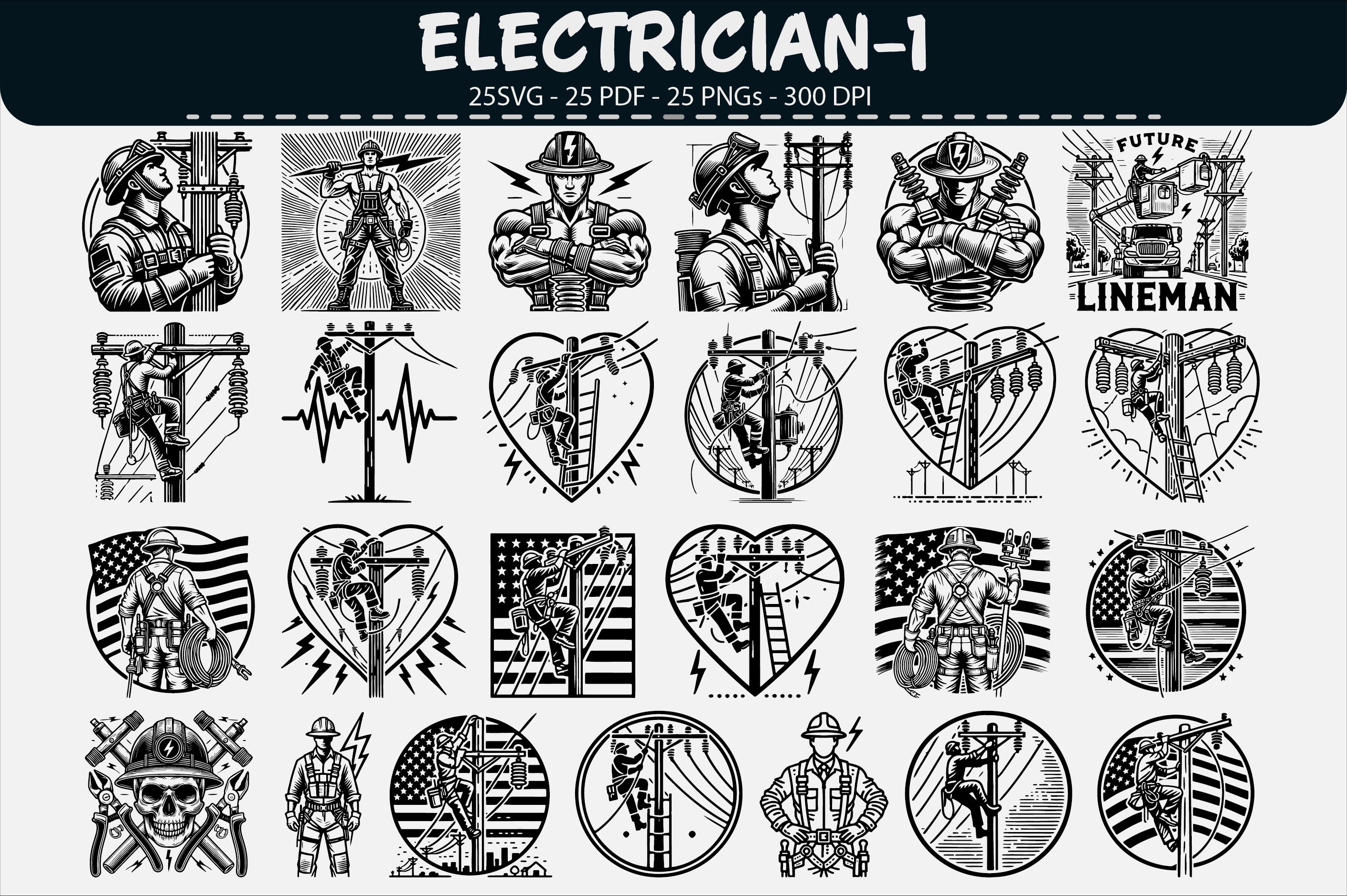 Electrician Lineman SVG Bundle: Vintage USA Designs (digital Download ...