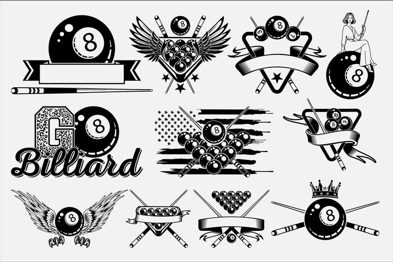 Billiards SVG Clipart Bundle: Pool Designs for Cricut, Silhouette ...