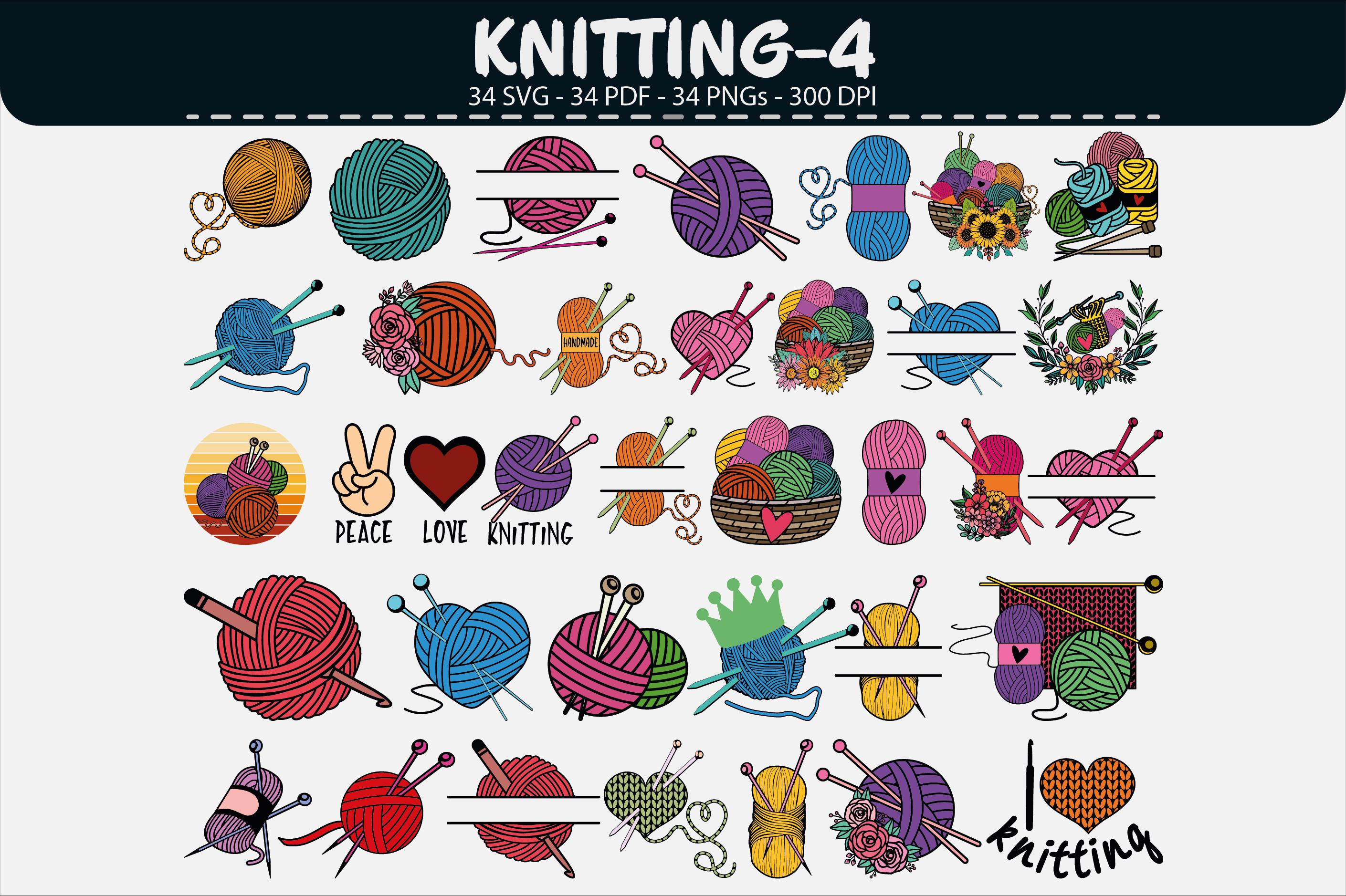 Knitting Crochet Color Clipart Bundle SVG PNG PDF Set - Etsy