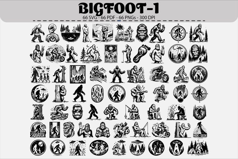 Bigfoot Clipart Bundle: Sasquatch Vector Art for Cricut, Silhouette ...