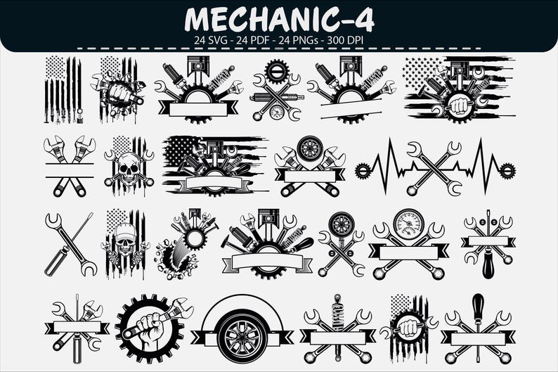Mechanic Emblem Svg Png Pdf Clipart and Vector Automotive Badge Set - Etsy