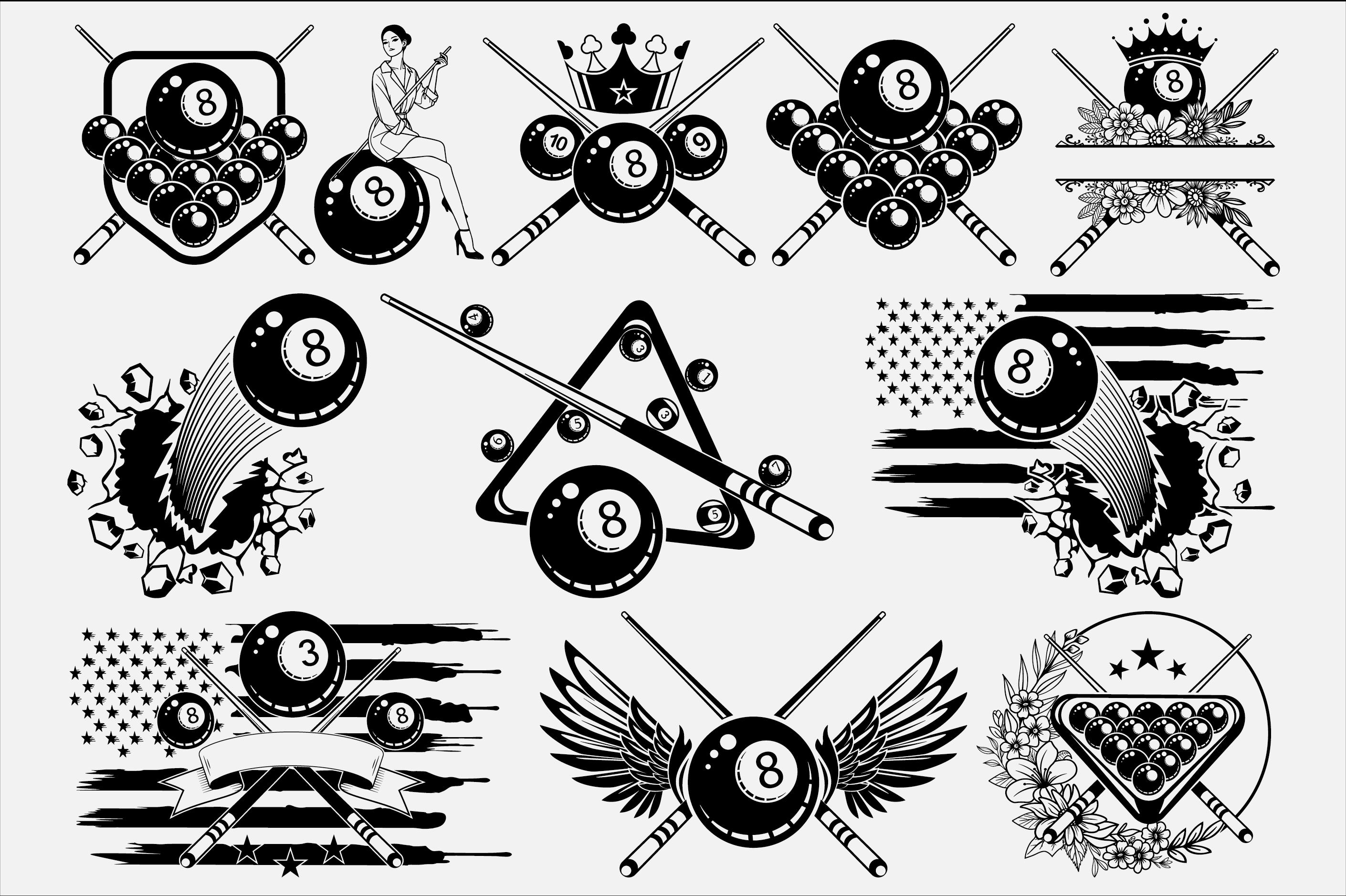 Billiards SVG Clipart Bundle: Pool Designs for Cricut, Silhouette ...