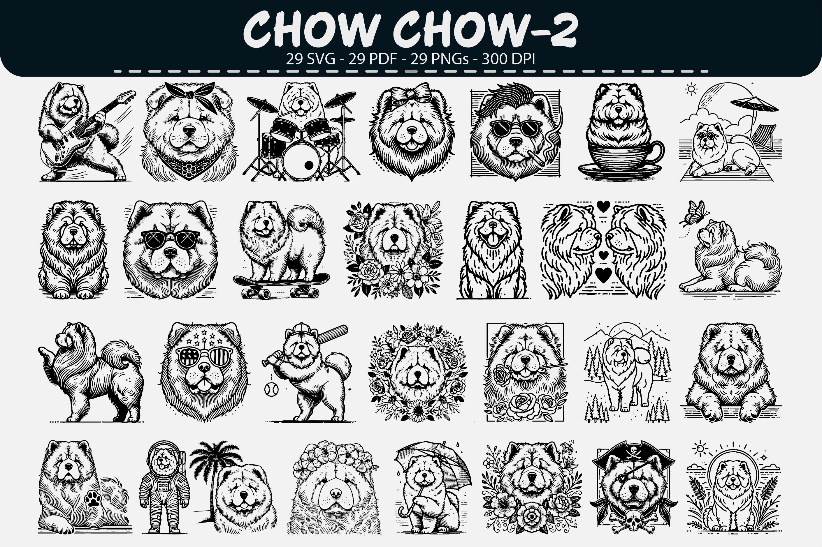 Chow Chow Dog Clipart Set SVG PNG PDF – 29 Vintage Engraving Designs - Etsy
