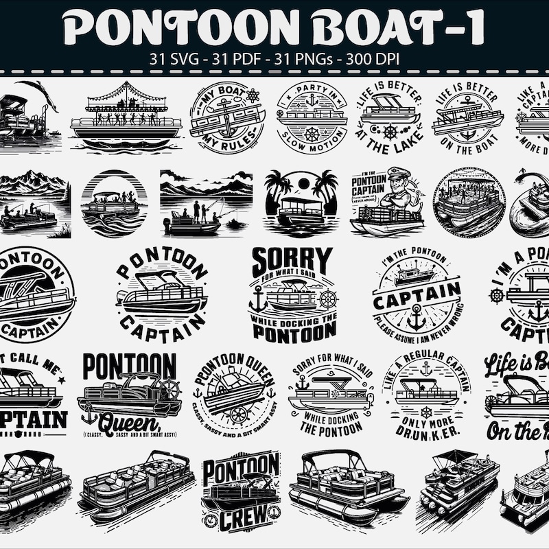 Pontoon Boat Svg - Etsy