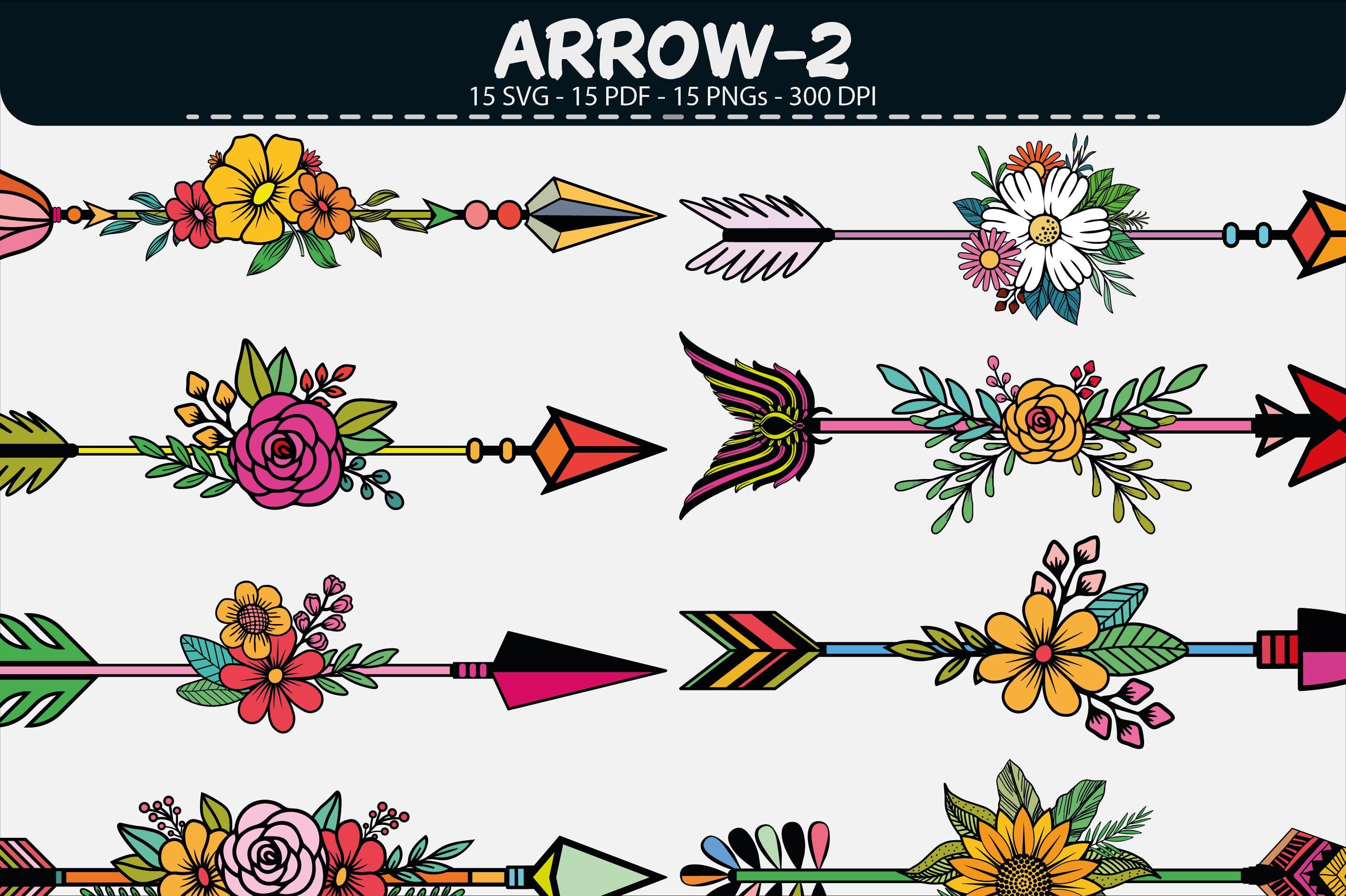 Colorful Floral Arrow Clipart SVG PNG PDF Vector Arrow Set - Etsy