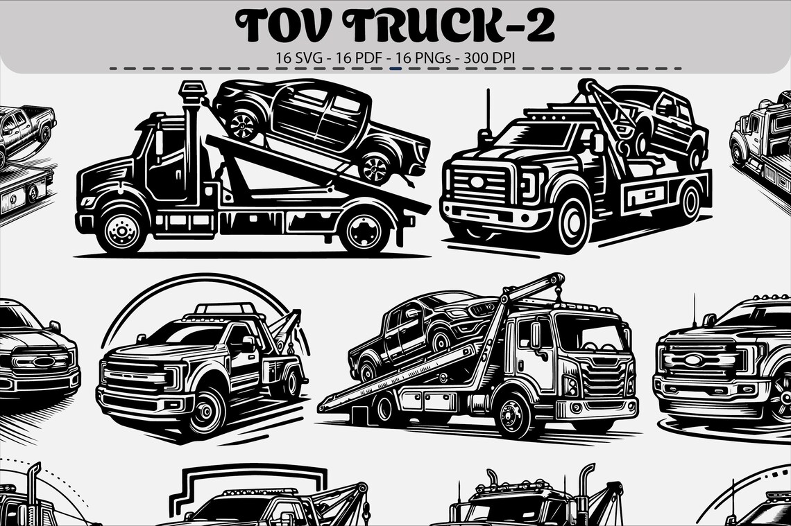 Tow Truck SVG Bundle: Wrecker Clipart, Vector Files (digital Download ...