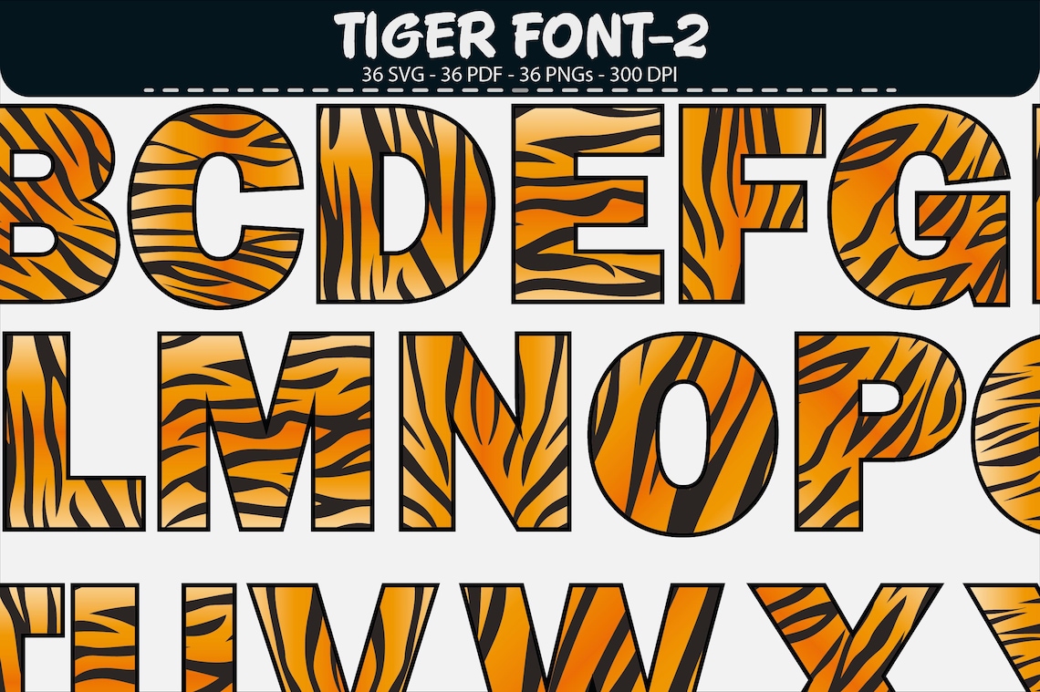 Tiger Print Alphabet Font SVG PNG PDF Full Letter Set - Etsy