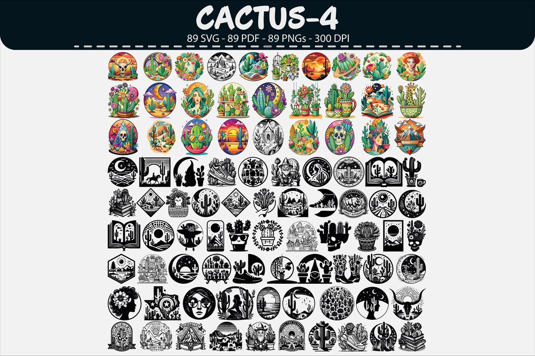 Boho Cactus Clipart Bundle – 89 SVG PNG PDF Desert Art Set - Etsy