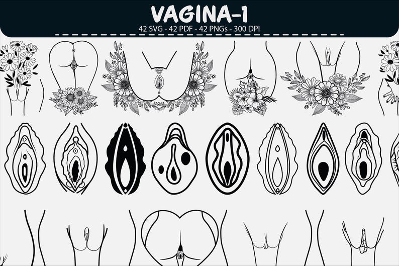 Vulva Anatomy Line Art Vector Clipart Bundle SVG PNG PDF - Etsy