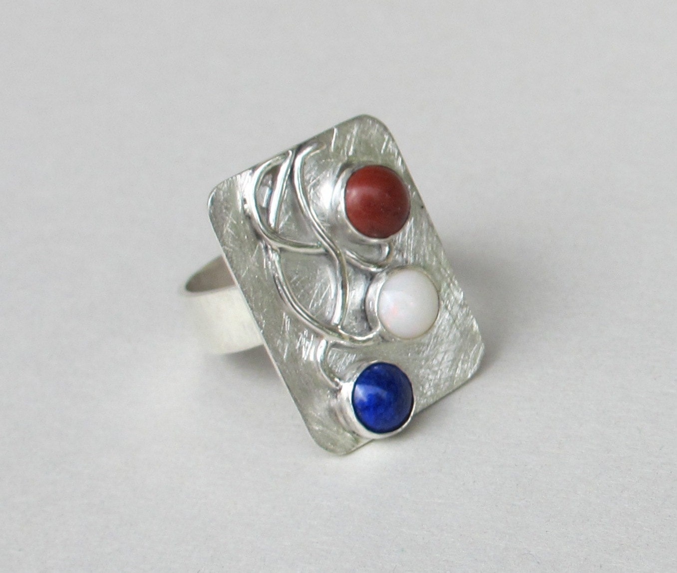 Red White Blue Ring Sterling Silver, Rectangular Size 8, Dutch Flag ...