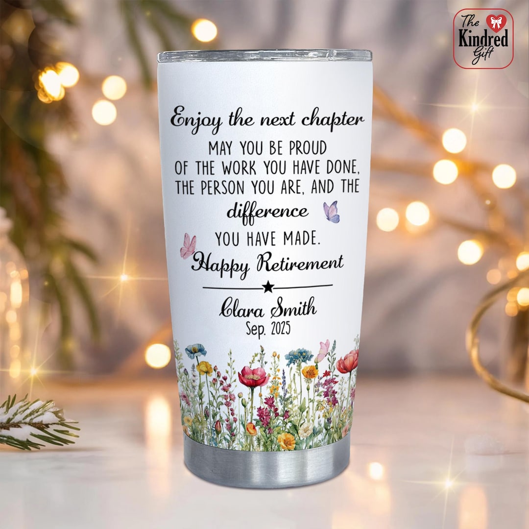 Custom Retirement Tumbler 20 Oz, Custom Name Retirement Gifts for Women ...