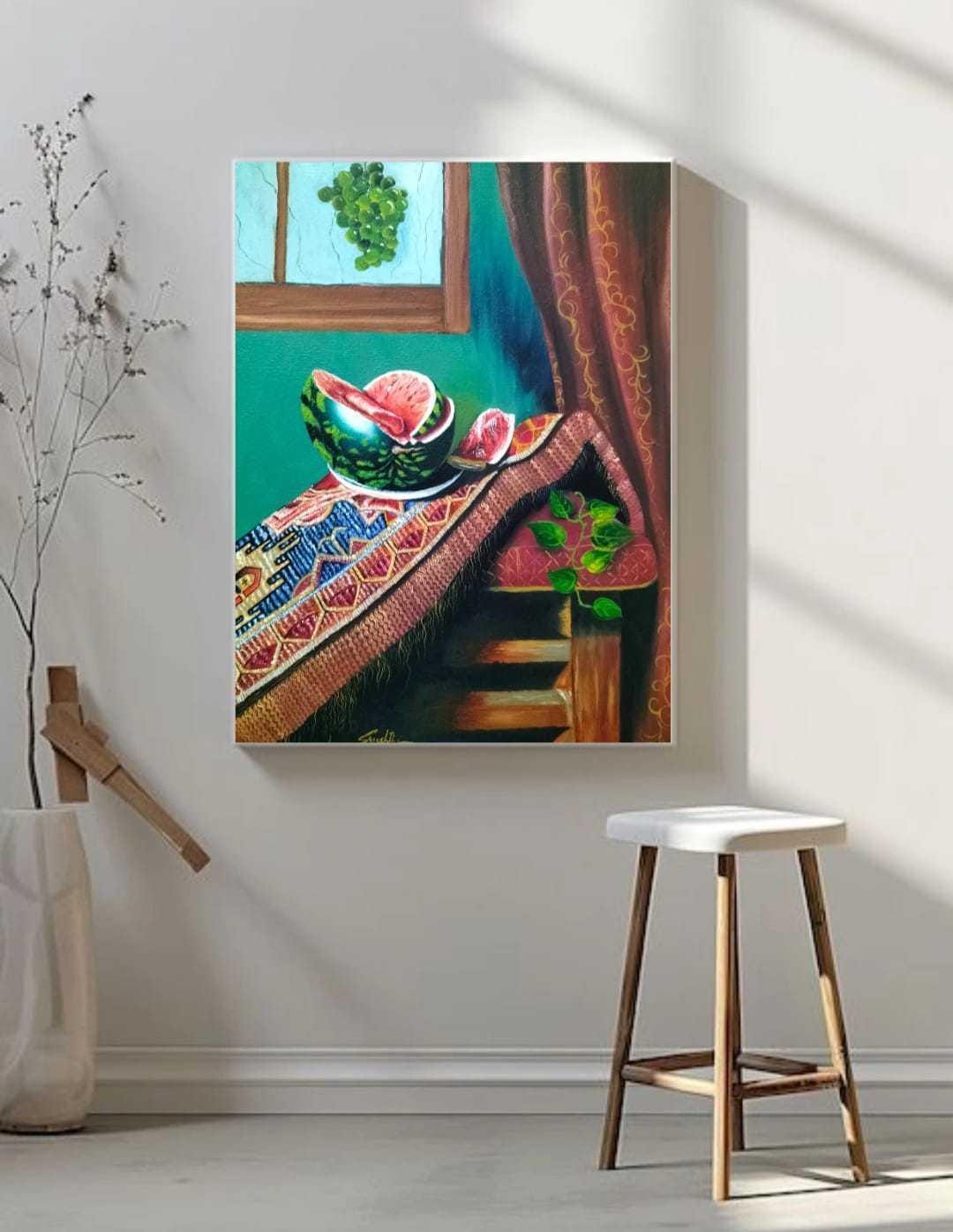Still Life Watermelon & Drapes – Original Oil Painting (12x16") - Etsy