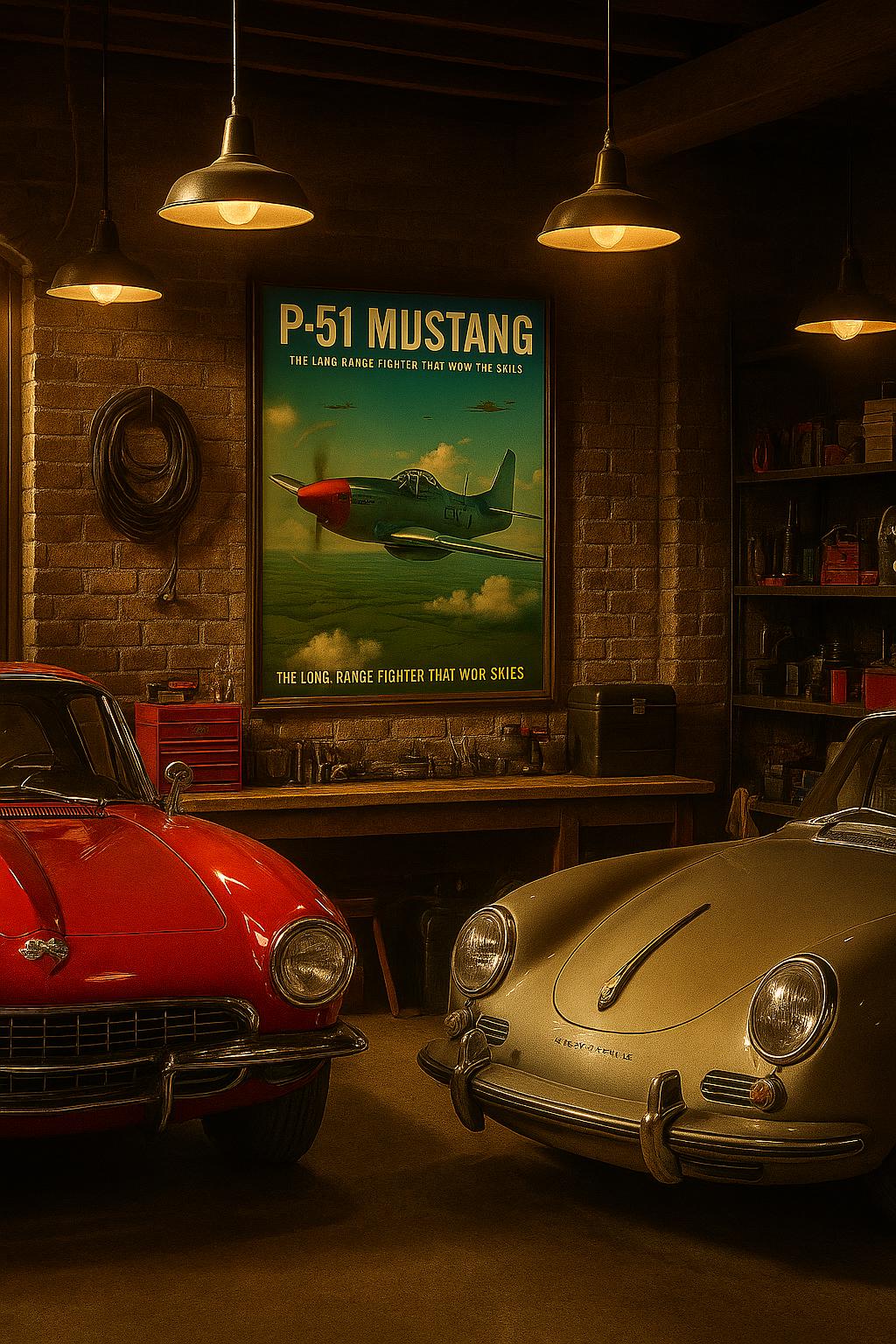 P-51 Mustang WWII Fighter Plane Poster – Vintage Aviation Wall Art ...