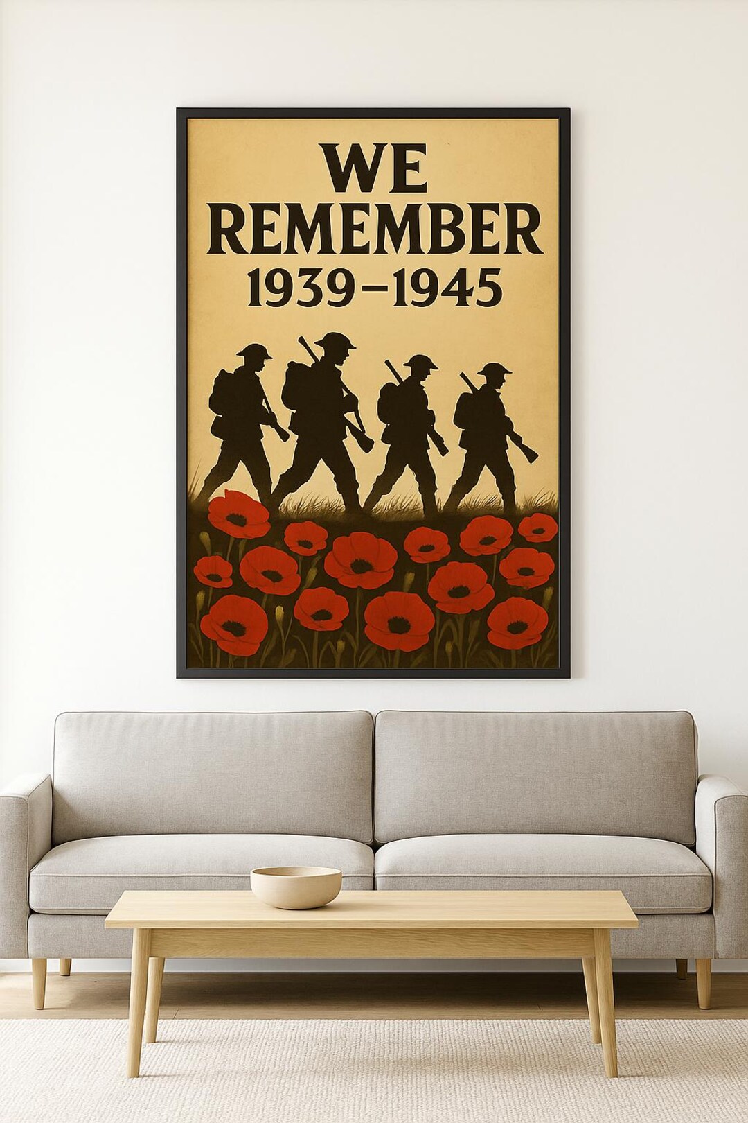 WWII Remembrance Poster | We Remember 1939–1945 | Vintage Military Wall ...