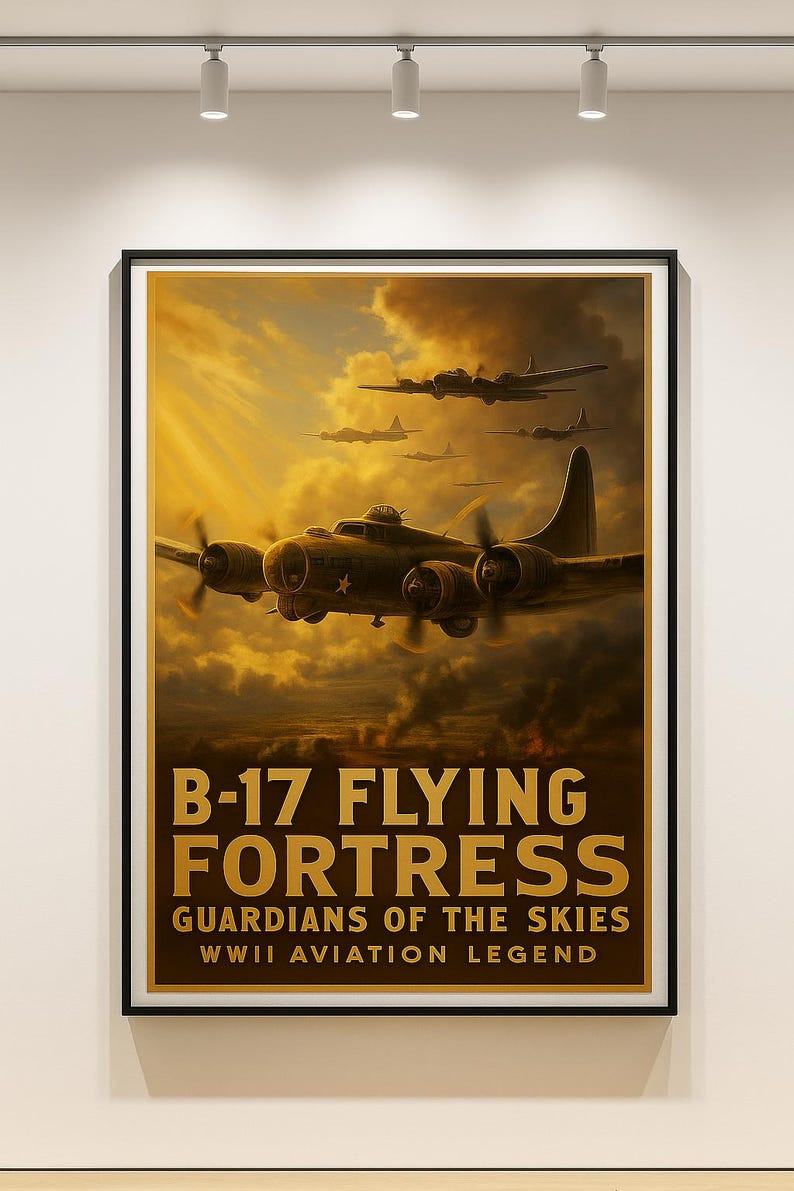 B-17 Flying Fortress WWII Poster | Vintage World War 2 Aviation Wall ...