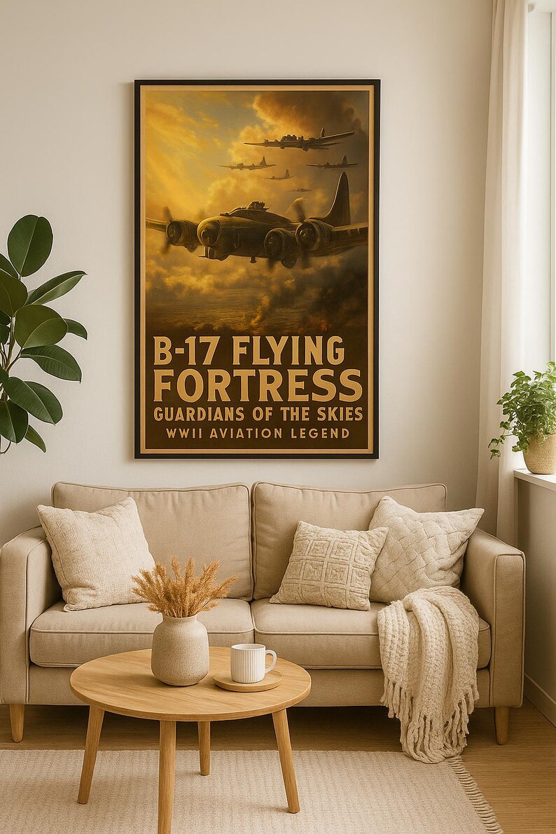 B-17 Flying Fortress WWII Poster | Vintage World War 2 Aviation Wall ...