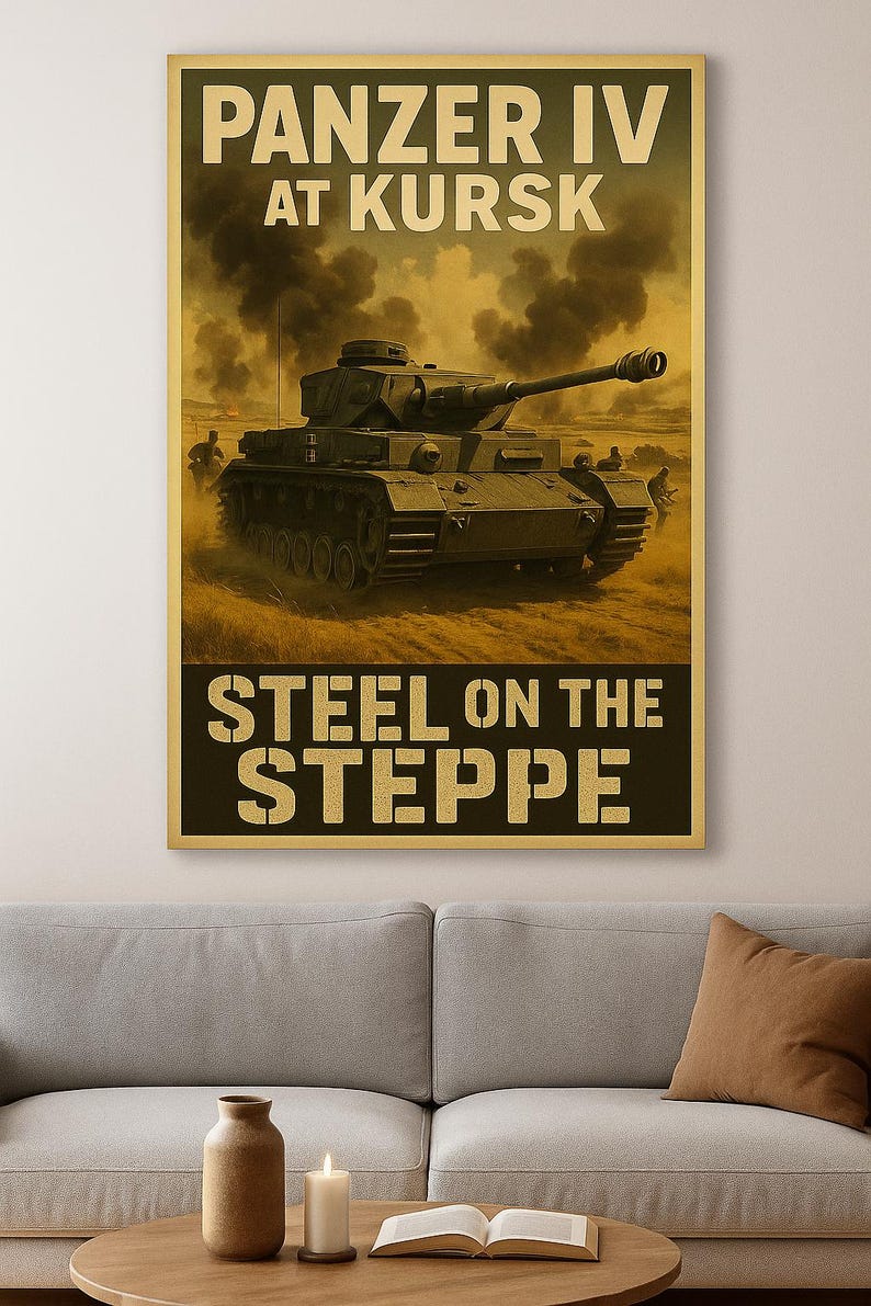 Panzer IV at Kursk WWII Poster – Steel on the Steppe | Vintage Military ...