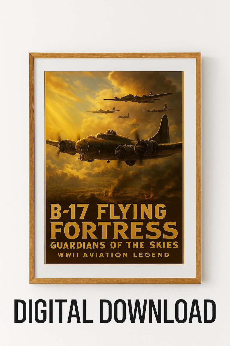 B-17 Flying Fortress WWII Poster | Vintage World War 2 Aviation Wall ...