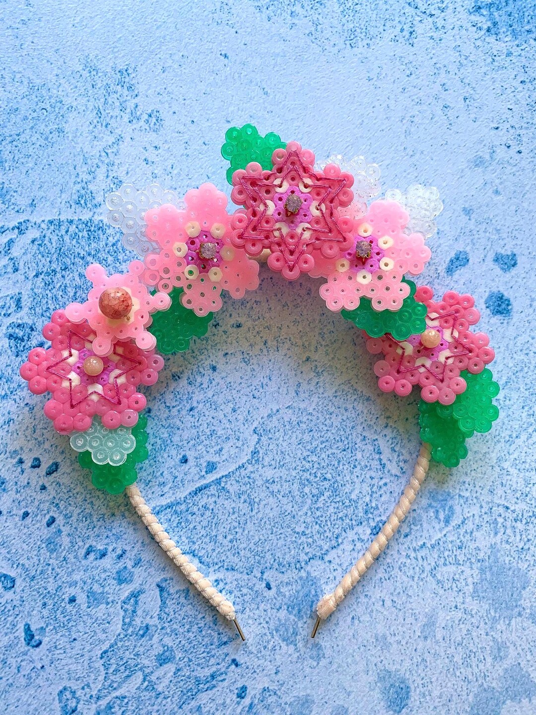 Pink Perler Bead Flower Crown. Festival Crown. Rave Crown. Rose Quartz ...