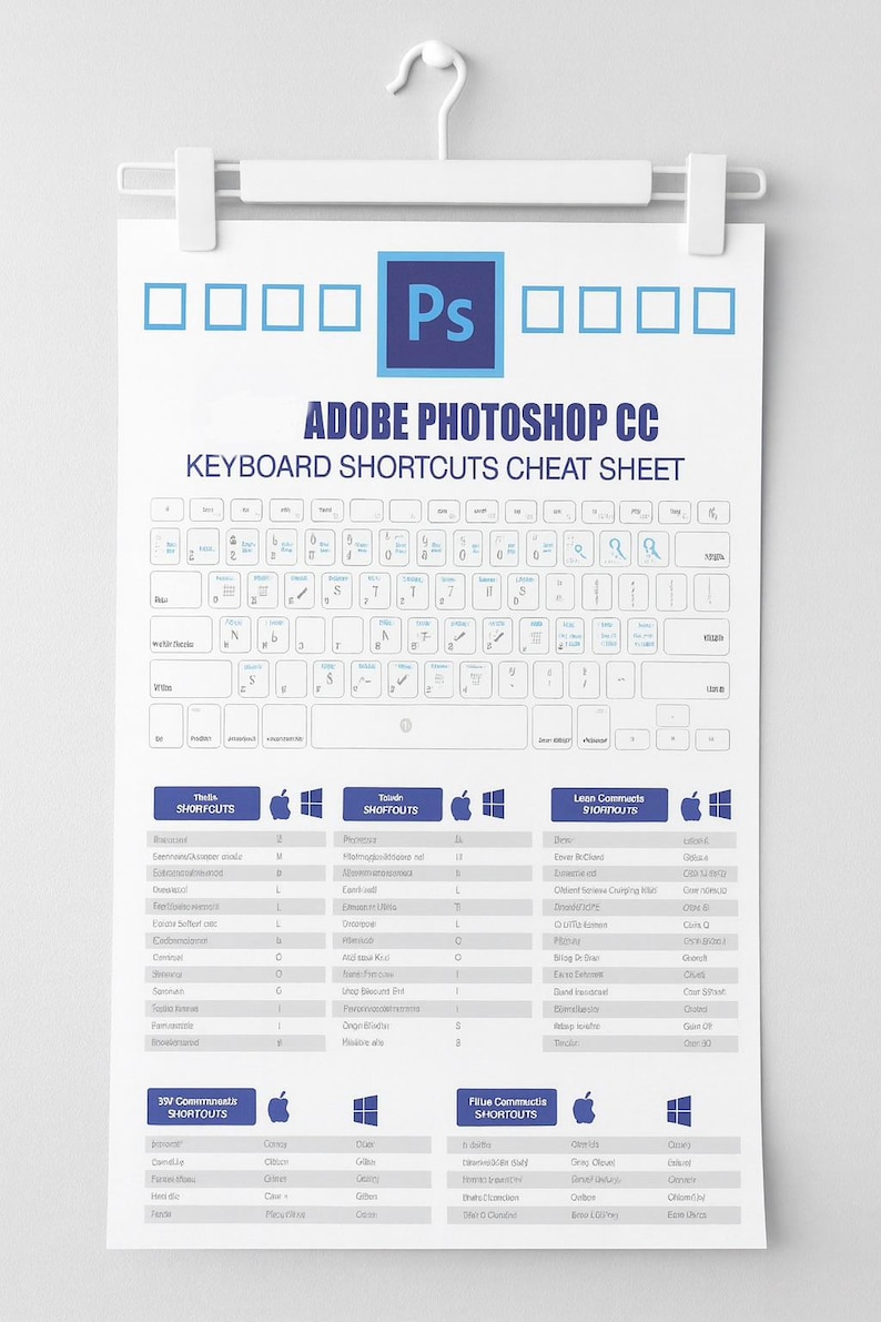 Adobe Photoshop CC Shortcuts Cheat Sheet A3 Printable Wall Art ...