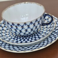 Vintage Saint Petersburg Lomonosov Imperial Porcelain Factory Teacup Trio Tulip Cobalt Net 250 ...