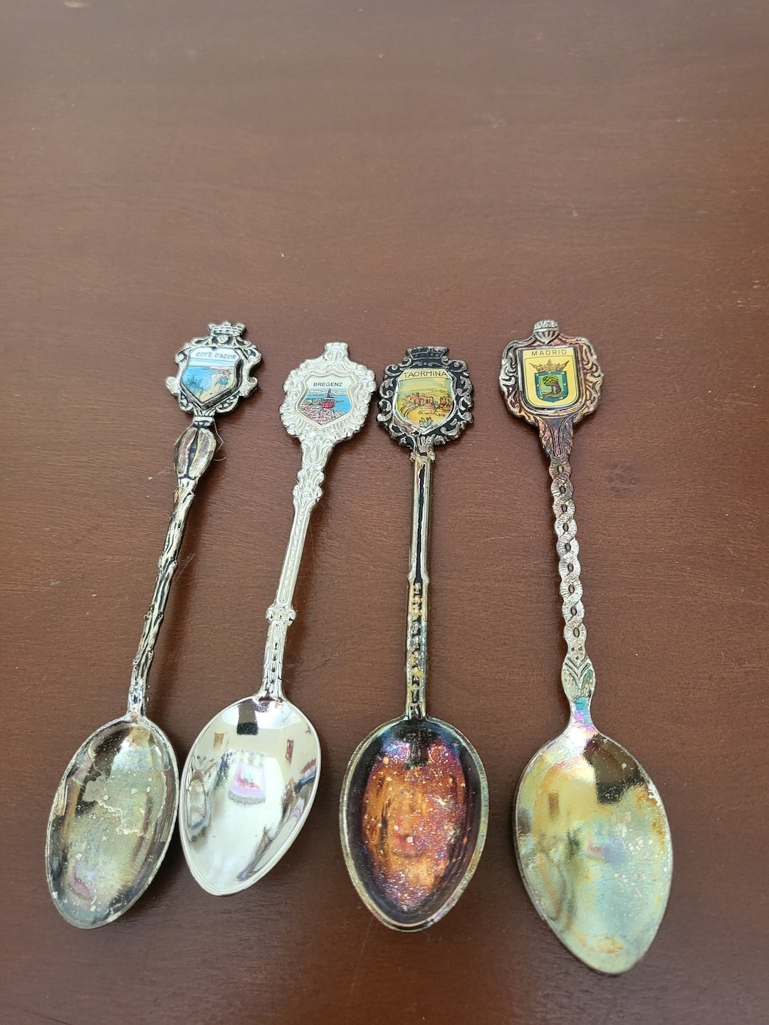 Vintage Souvenir Spoons Collectible; Set of 4 Spoons: Cote D'azur ...