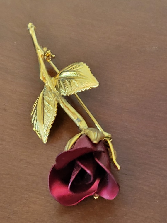 Vintage Giovanni Red Rose Brooch Pin; Mother Day gift… - Gem