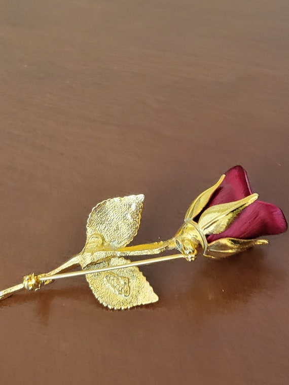 Vintage Giovanni Red Rose Brooch Pin; Mother Day gift… - Gem