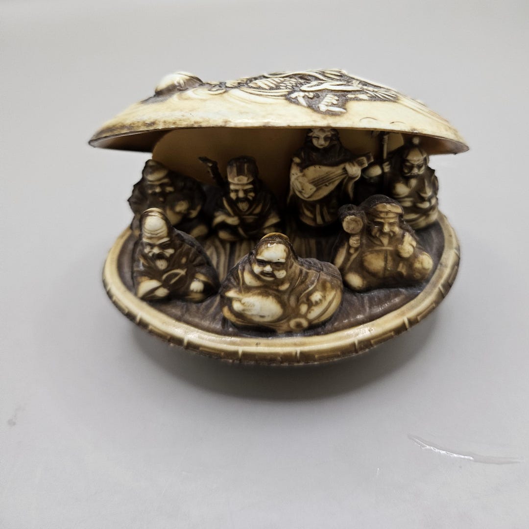 Vintage Celluoid Japanese Carved Clam Shell Diorama - Etsy