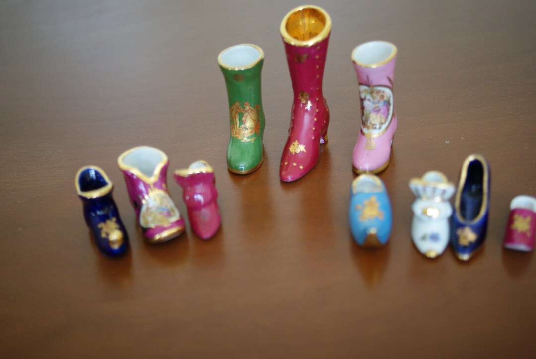 Vintage Miniature Limoges France Lady's Porcelain Boots, Shoes, Dutch ...