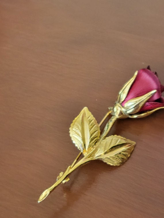 Vintage Giovanni Red Rose Brooch Pin; Mother Day gift… - Gem