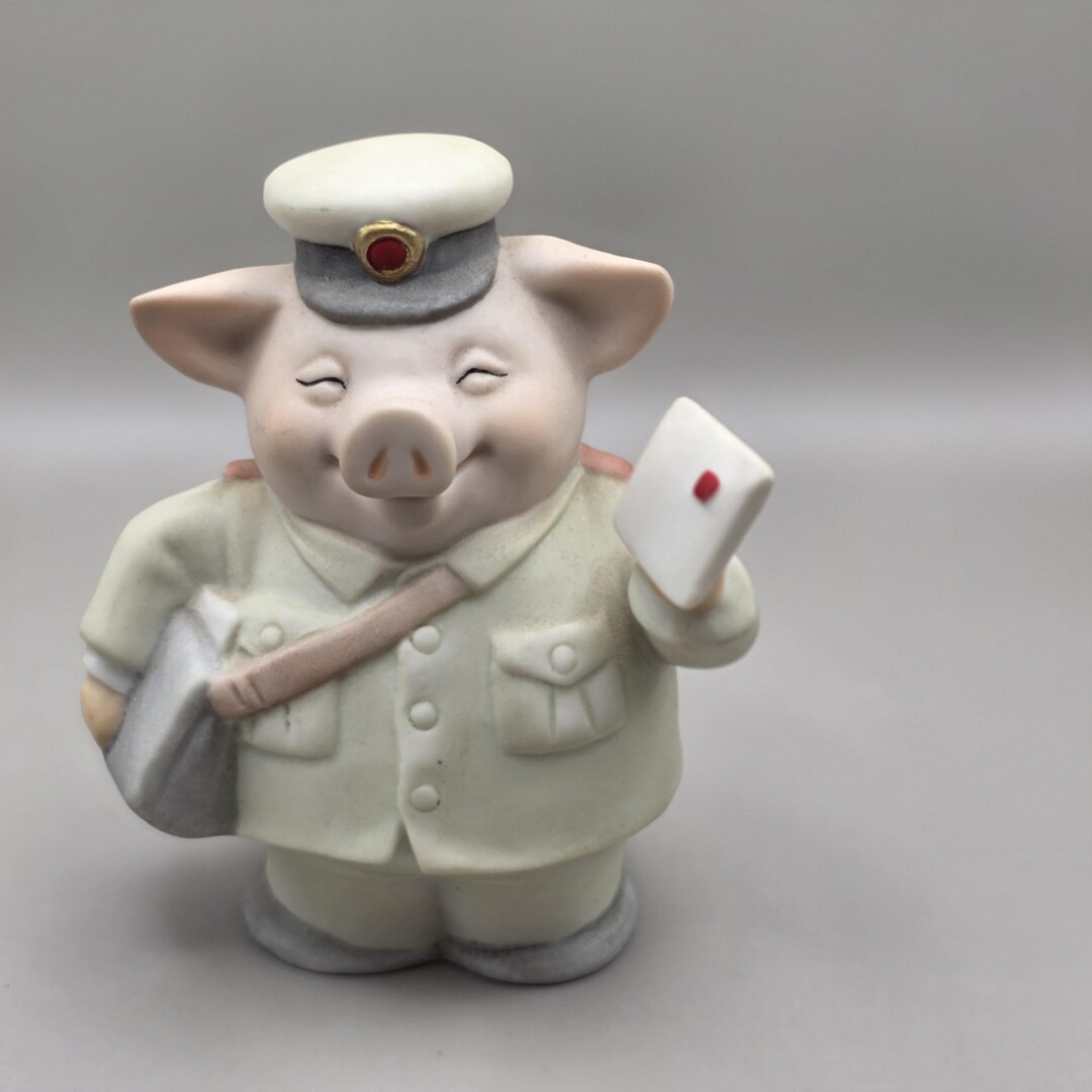 Vintage Enesco Occupational Pig Figurine - Post Man - Etsy