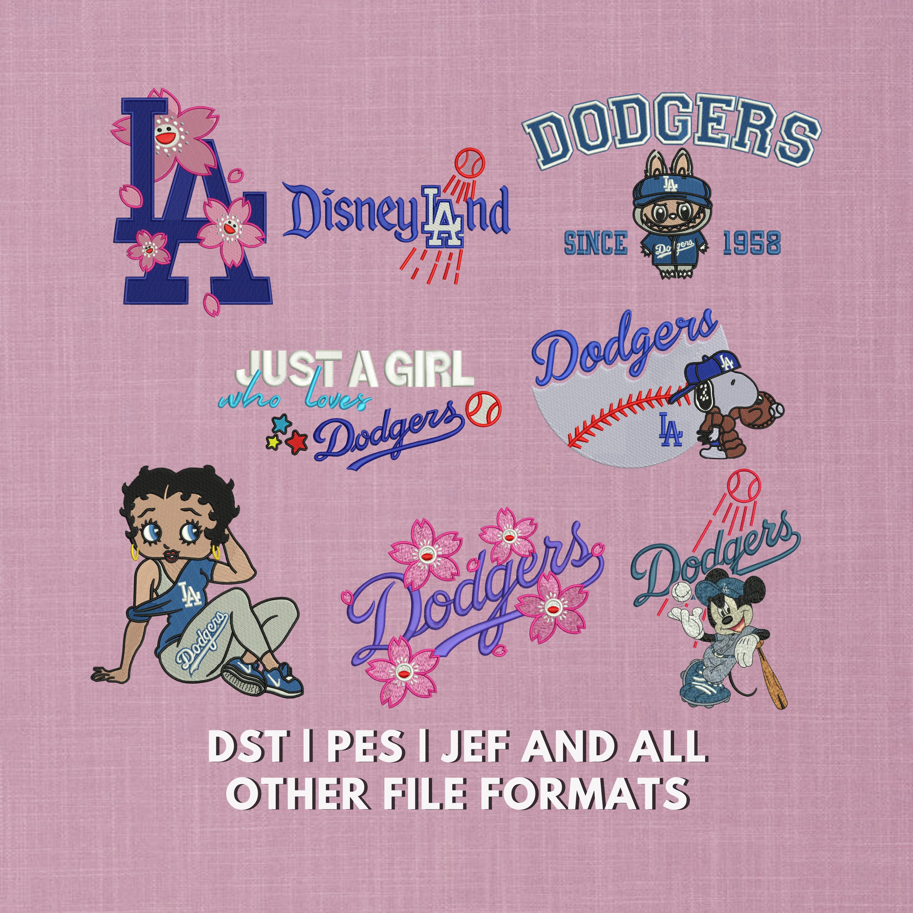 Dodgers Embroidery Design Bundle | Baseball Fan Stitch Pack (5x7 Hoop ...