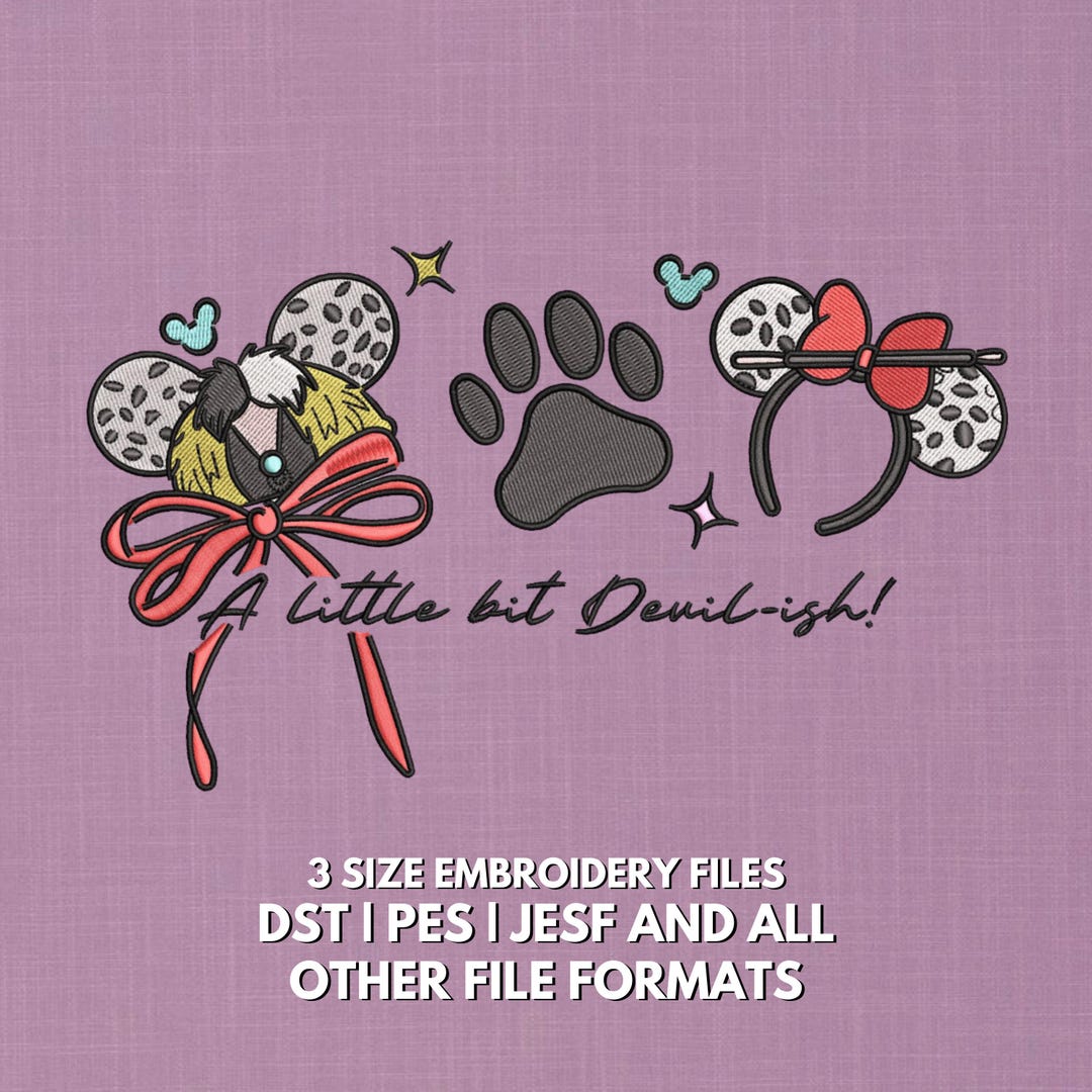 A Little Bit Devil-ish Embroidery Design | Dalmatian Spots Ears Disney ...