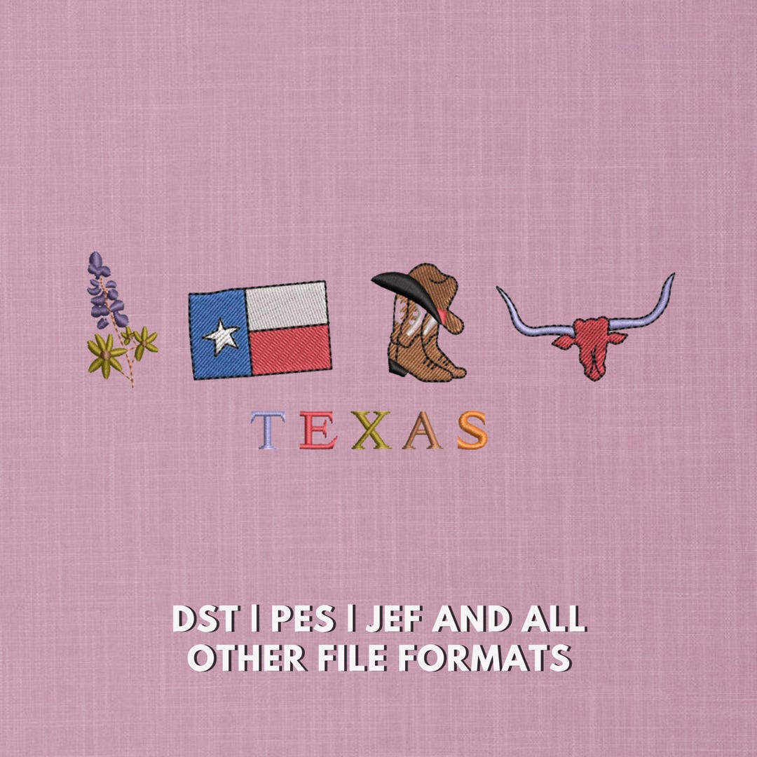Texas State Embroidery Design | Bluebonnet Flower, Lone Star Flag ...
