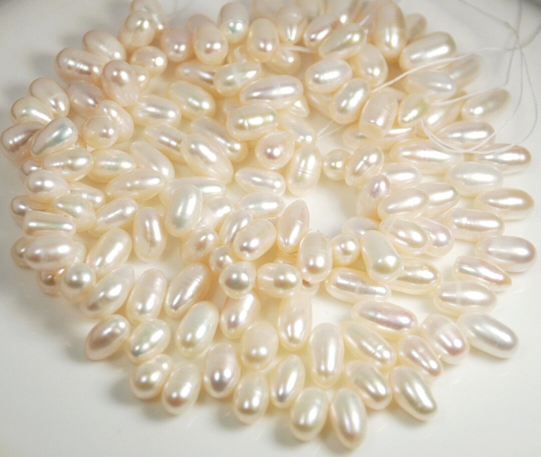 9-16mm Rice Shape Freshwater Pearls, Top and Bottom Drilled Rice Pearls ...