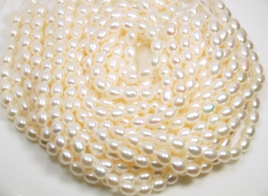 7mm-8mm Rice Shape Freshwater Pearls, Rice Pearls, One Strand, Grade AA ...