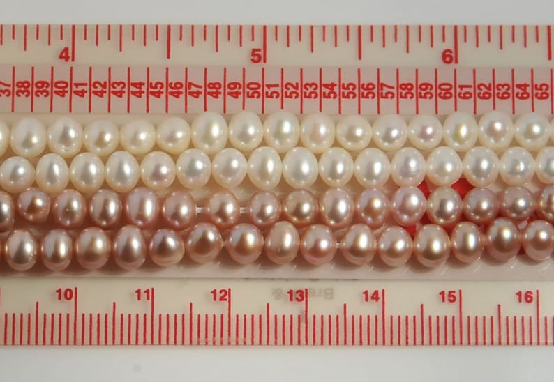 5-5.5mm Oval to Off-round (potato) Freshwater Pearls, One Full 15-inch ...