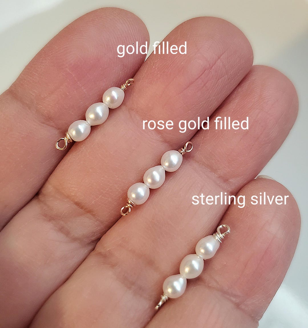 Set of 2 Connectors: 3-4mm Teardrop Top Quality Genuine Freshwater ...