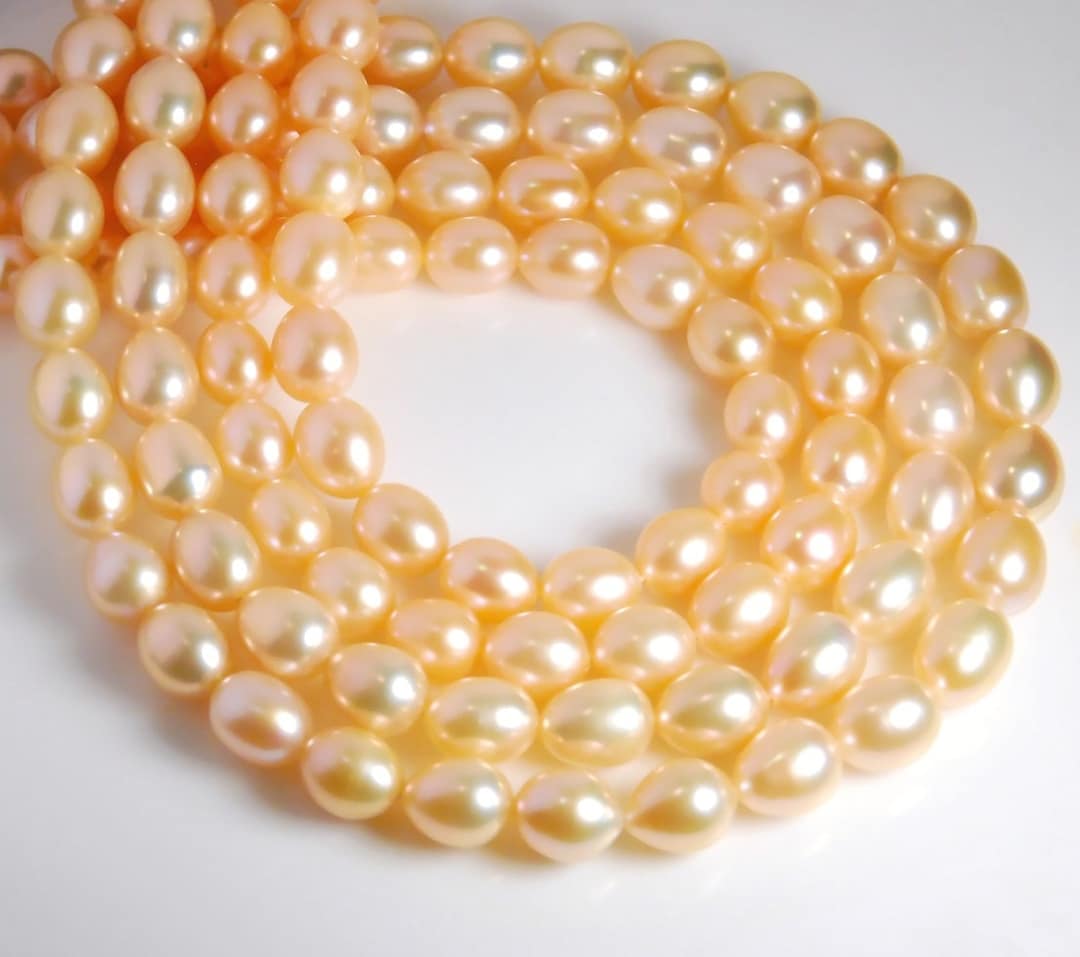 9-10mm Rice Shape Freshwater Pearls, Natual Peach Color, Rice Pearls ...