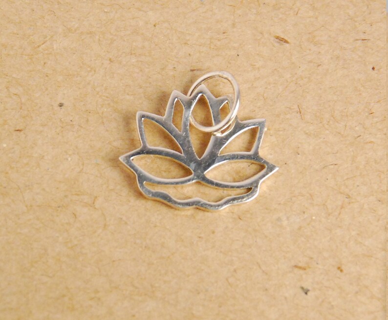 1 Piece: Small Sterling Silver Lotus Outline Charm Size | Etsy
