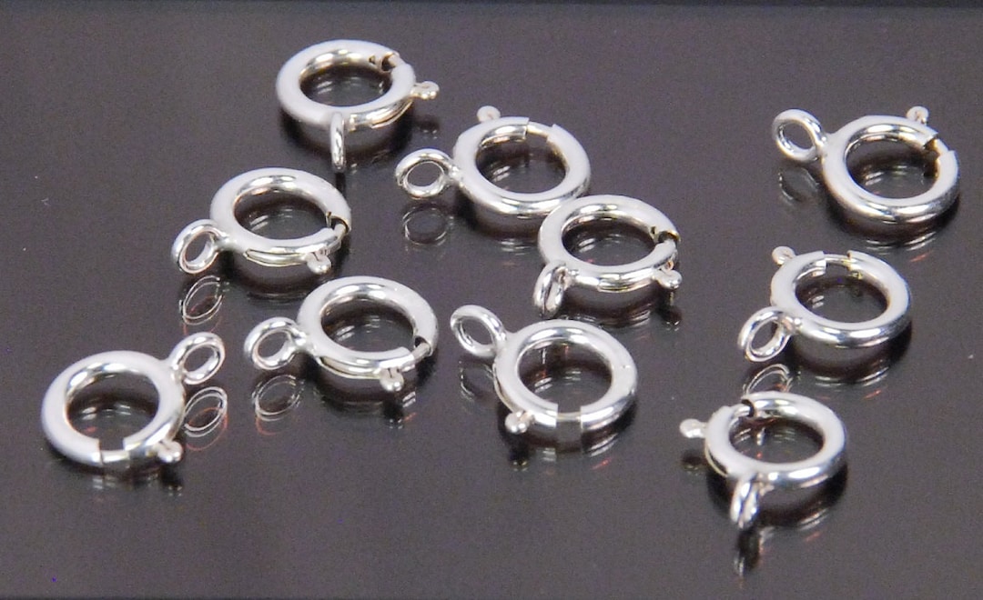 10 Pieces: 6.0mm Sterling Silver Round Spring Clasps With Open Ring - Etsy