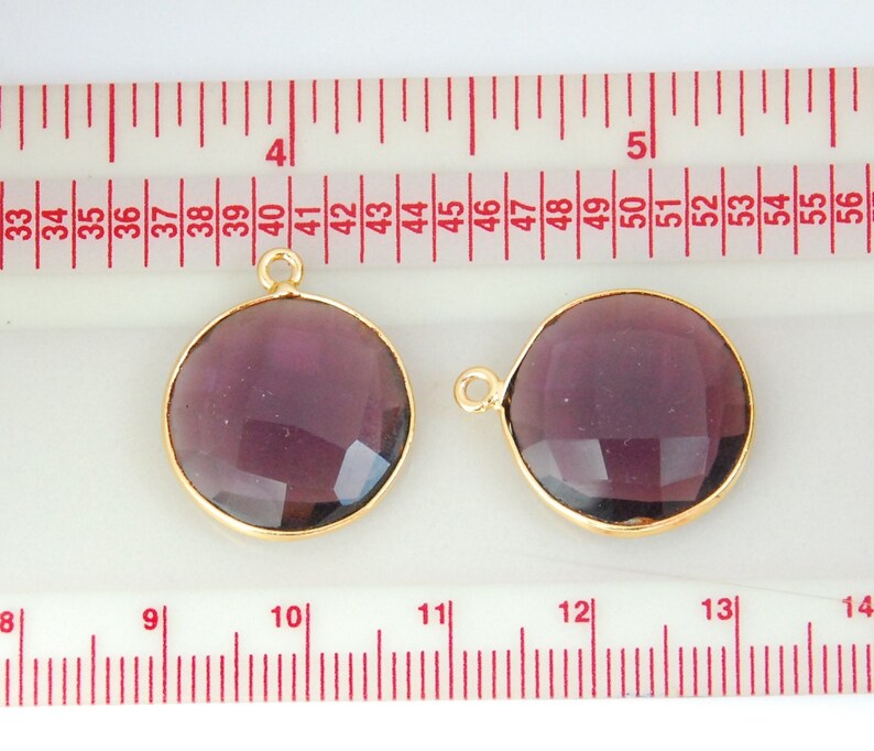 2 Pieces: Hydrothermal Synthetic Amethyst, Quartz Gemstone Bezel ...