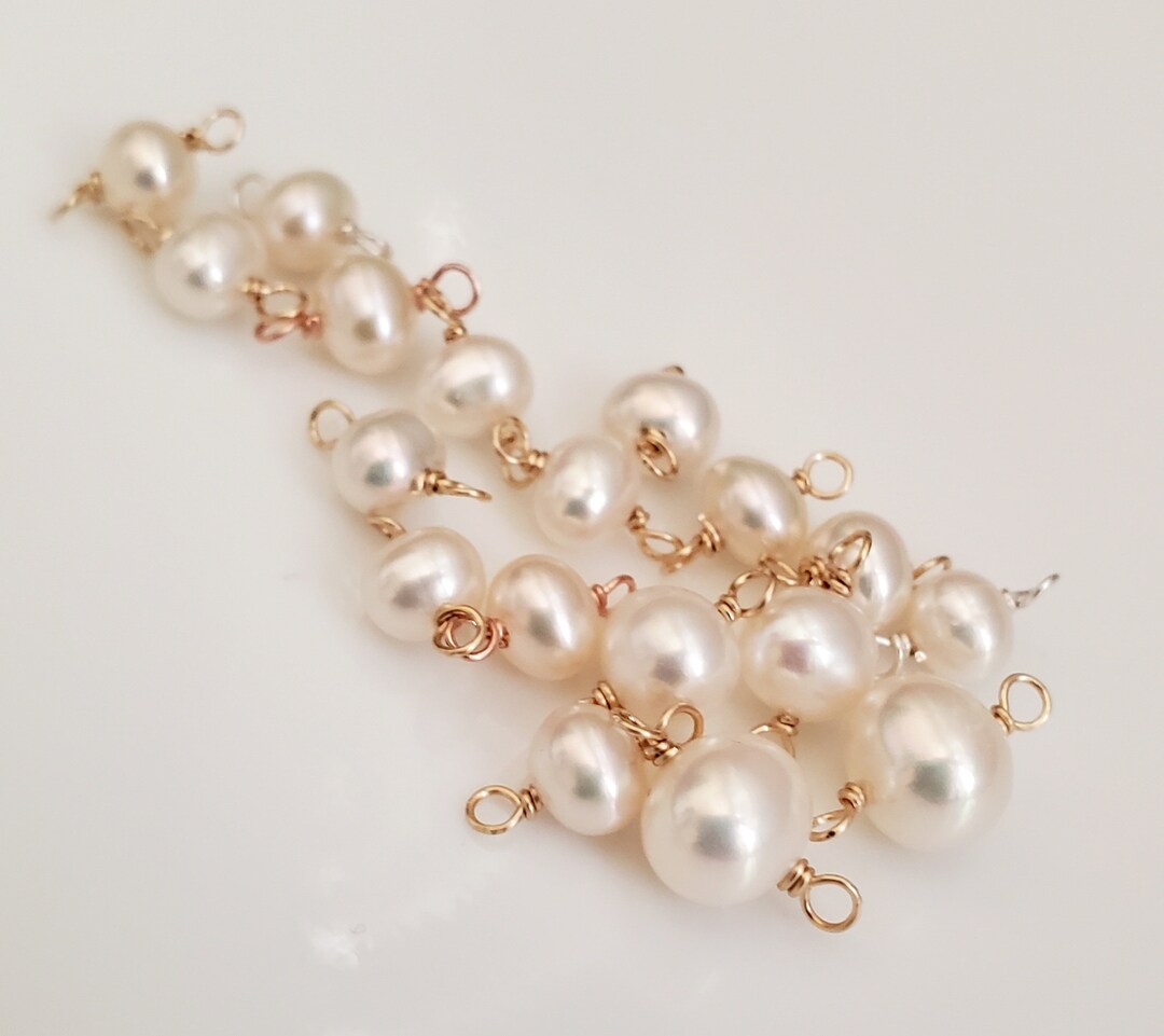 Set of 10 Connectors: 4-7mm Genuine Freshwater Pearl Connectors 14K ...